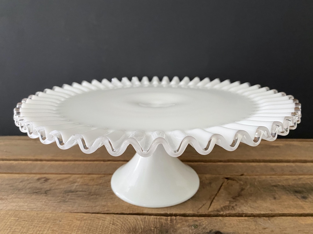 Vintage 13" Diameter Fenton Silver Crest 5" Tall Pedestal Cake Stand ...