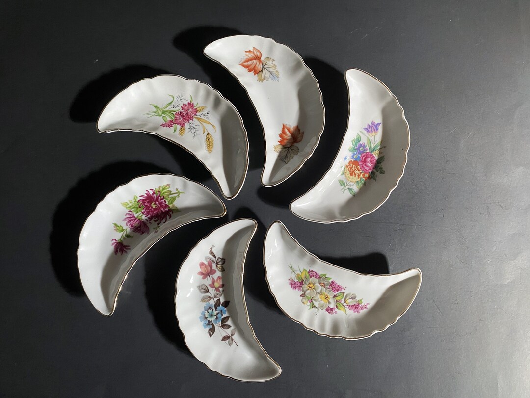 Set of 6 Floral Porcelain Bone Plates by Chadick Made in Japan ...