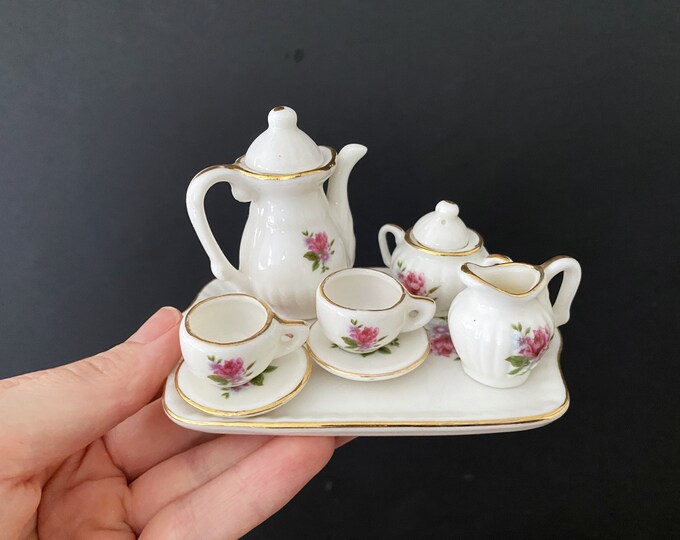 10 Piece Miniature China Tea Set/child's Vintage Toy Tea Set/doll Size ...