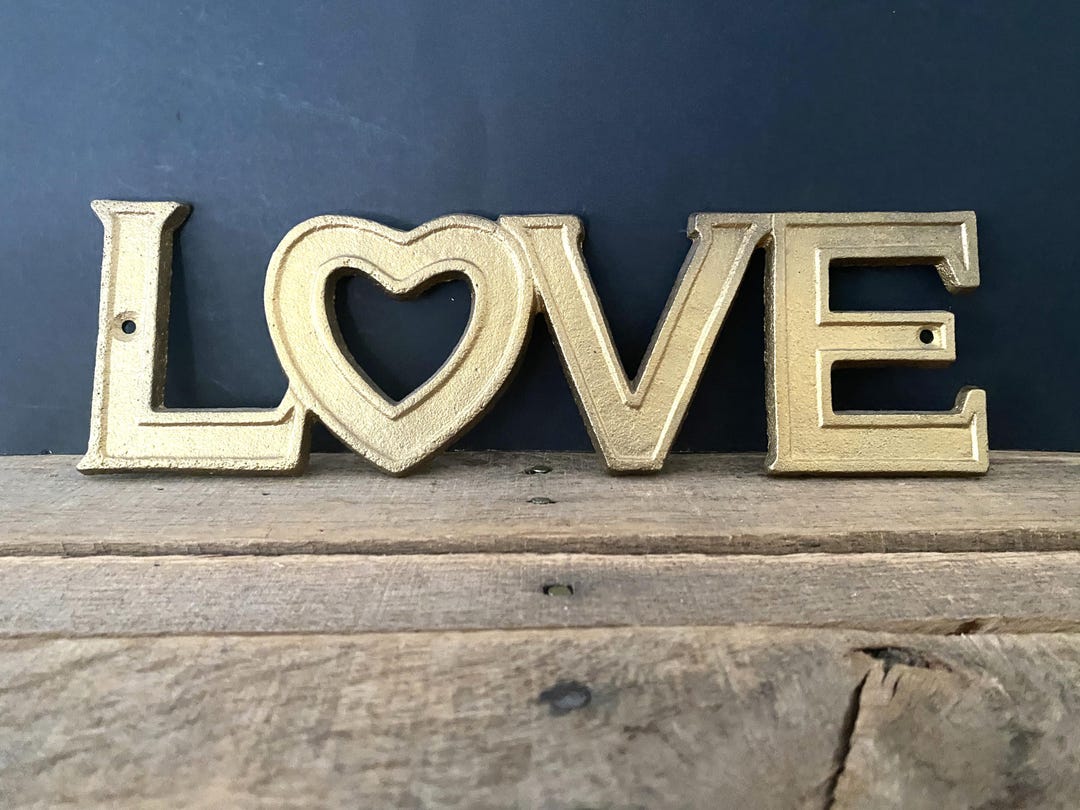 Gold Cast Iron LOVE Wall Decor/ Cutting Work/ Metal Love Sign/love Word ...