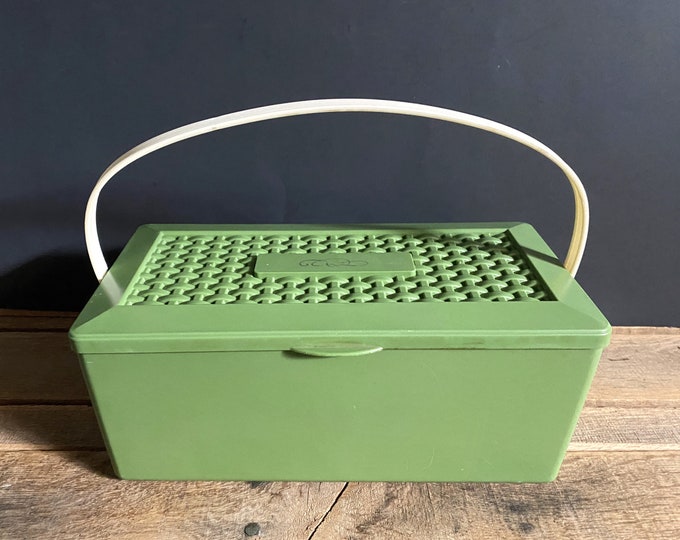 Avocado Green Plastic Rectangular Sewing Box Thread Box With Tray - Etsy