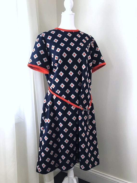 1970s Hopewell Jonathan Logan Navy Blue White Squares… - Gem