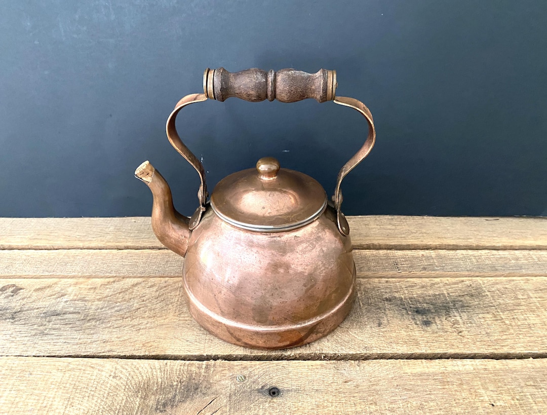Vintage Tagus Solid Copper Tin Lined Tea Kettle With Wood Handle Made ...