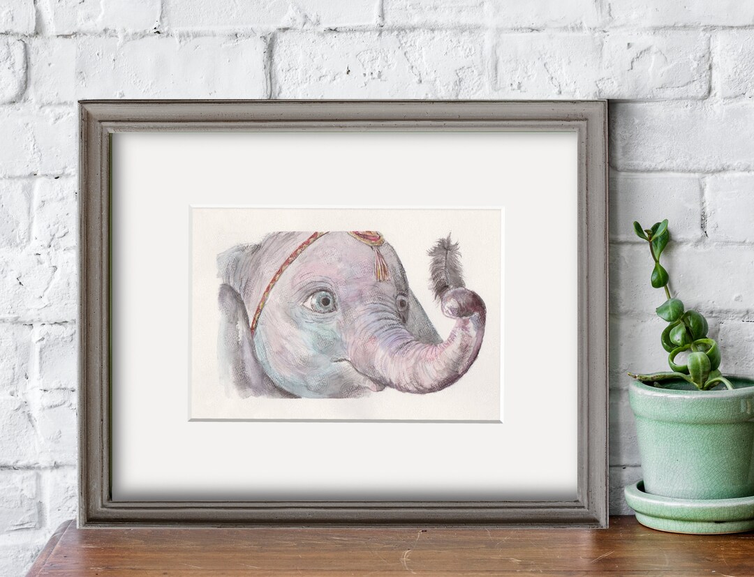 Tim Burton's Dumbo, 5"x7" (with Matting Options) or 8"x10" Watercolor ...