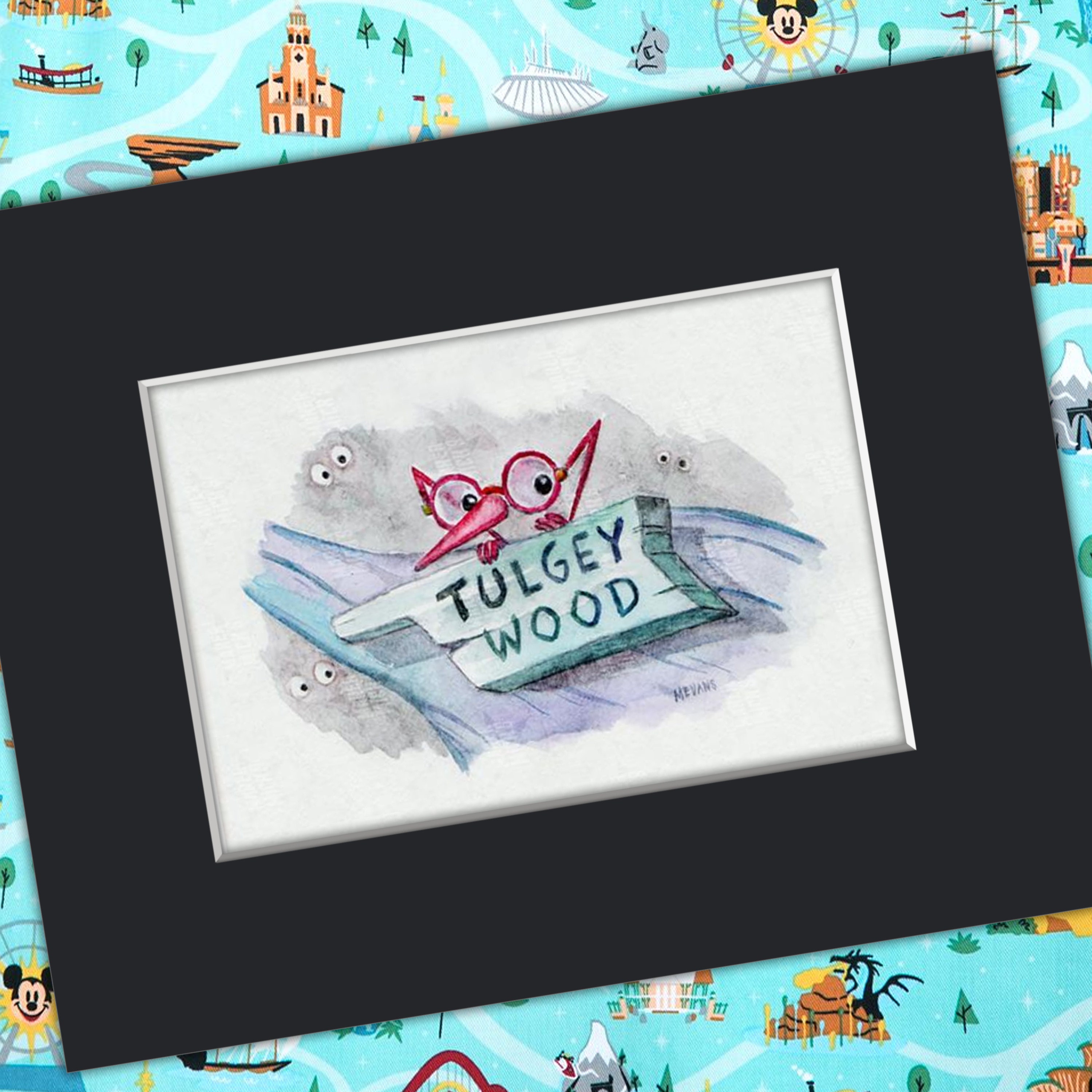 Tulgey Wood Sign Alice in Wonderland Hi-res Watercolor - Etsy