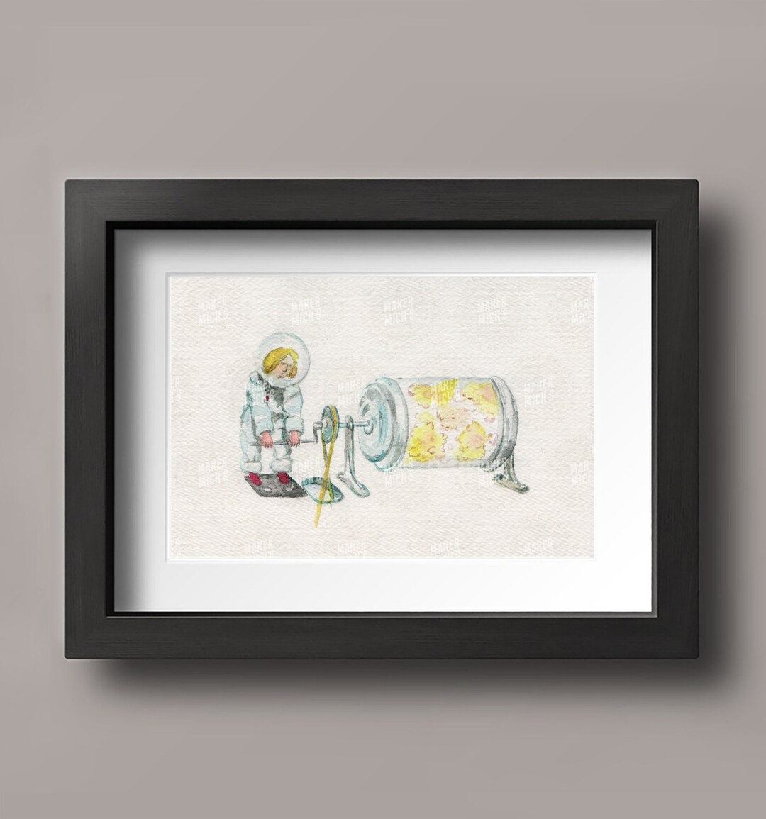 Watercolor Original, 5"x7", Disneyland Astronaut Popcorn Turner ...