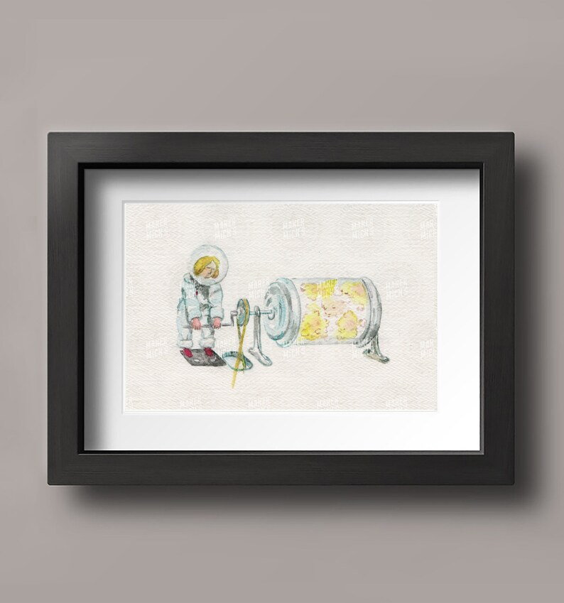 Watercolor Original, 5"x7", Disneyland Astronaut Popcorn Turner ...