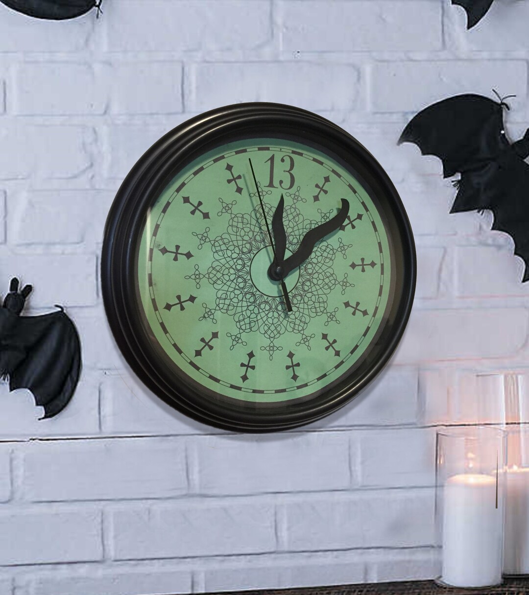 13 Hour Clock 8.5 Black Frame Office Decor Haunted - Etsy
