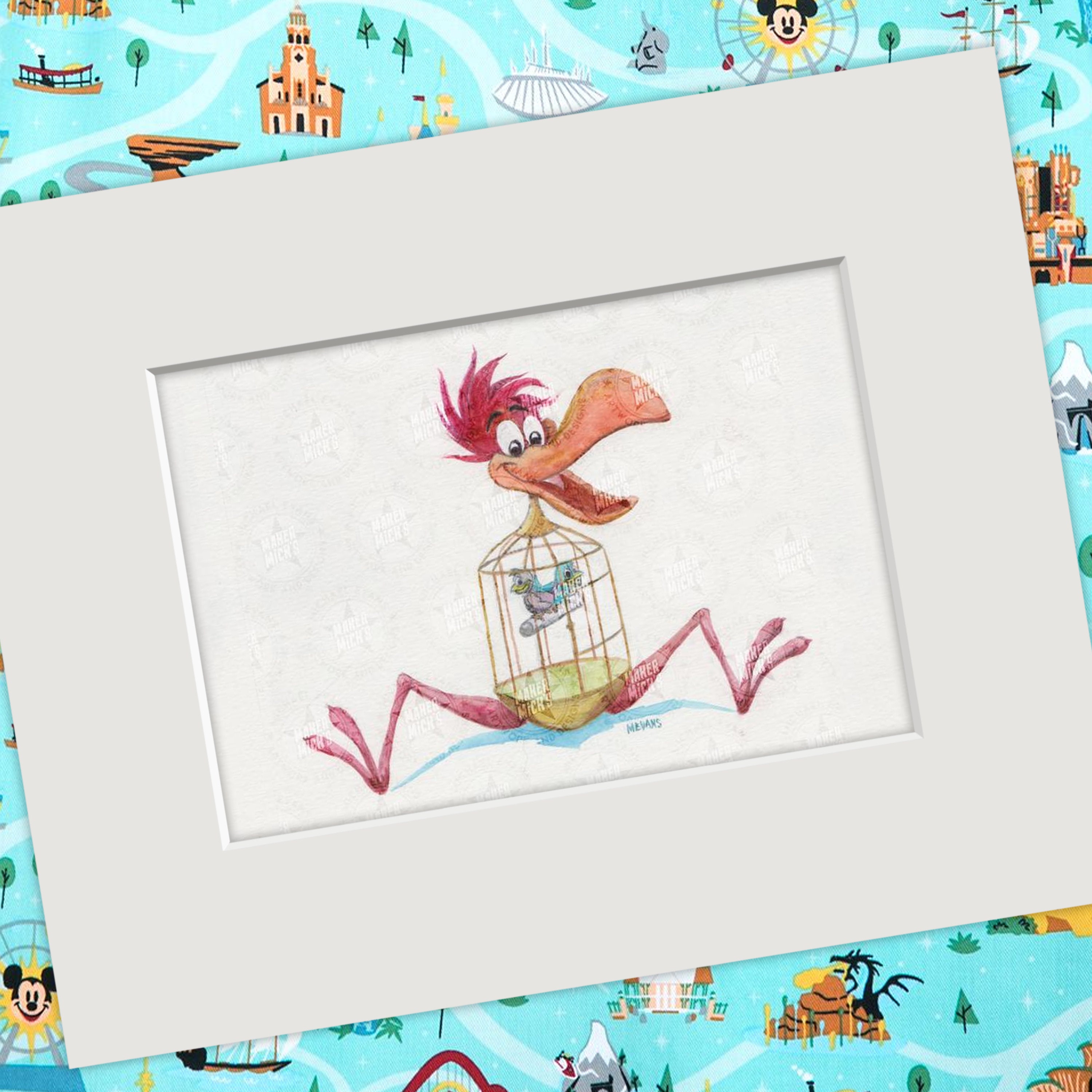 Alice in Wonderland Birdcage Bird Hi-res Watercolor Print | Etsy