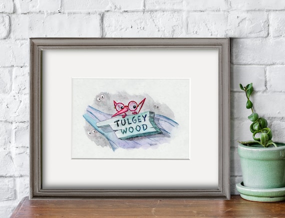 Tulgey Wood Sign Alice in Wonderland Hi-res Watercolor | Etsy