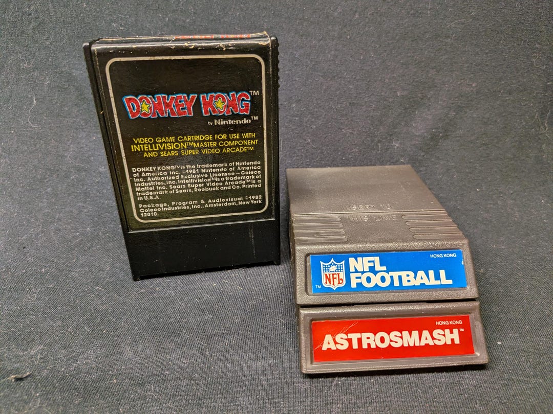 Intellivision Vintage Video Game Lot: Astrosmash, NFL Football, Donkey ...