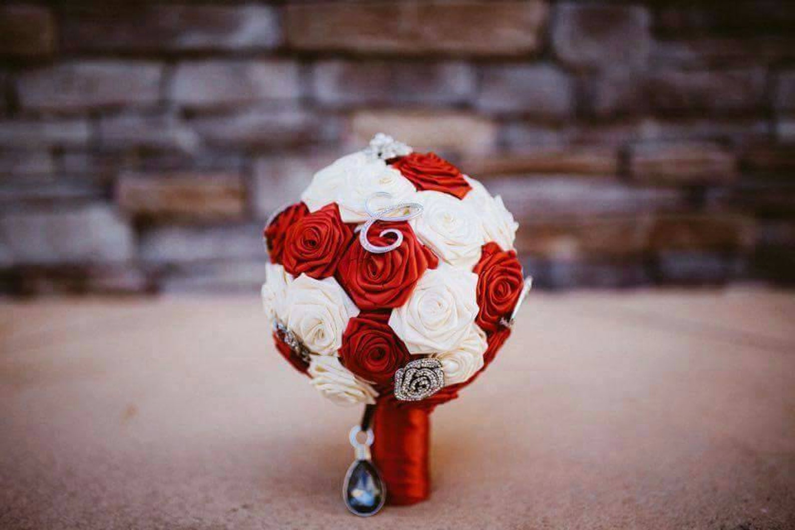 Red and Black Ribbon Rose Bouquet Set - Etsy