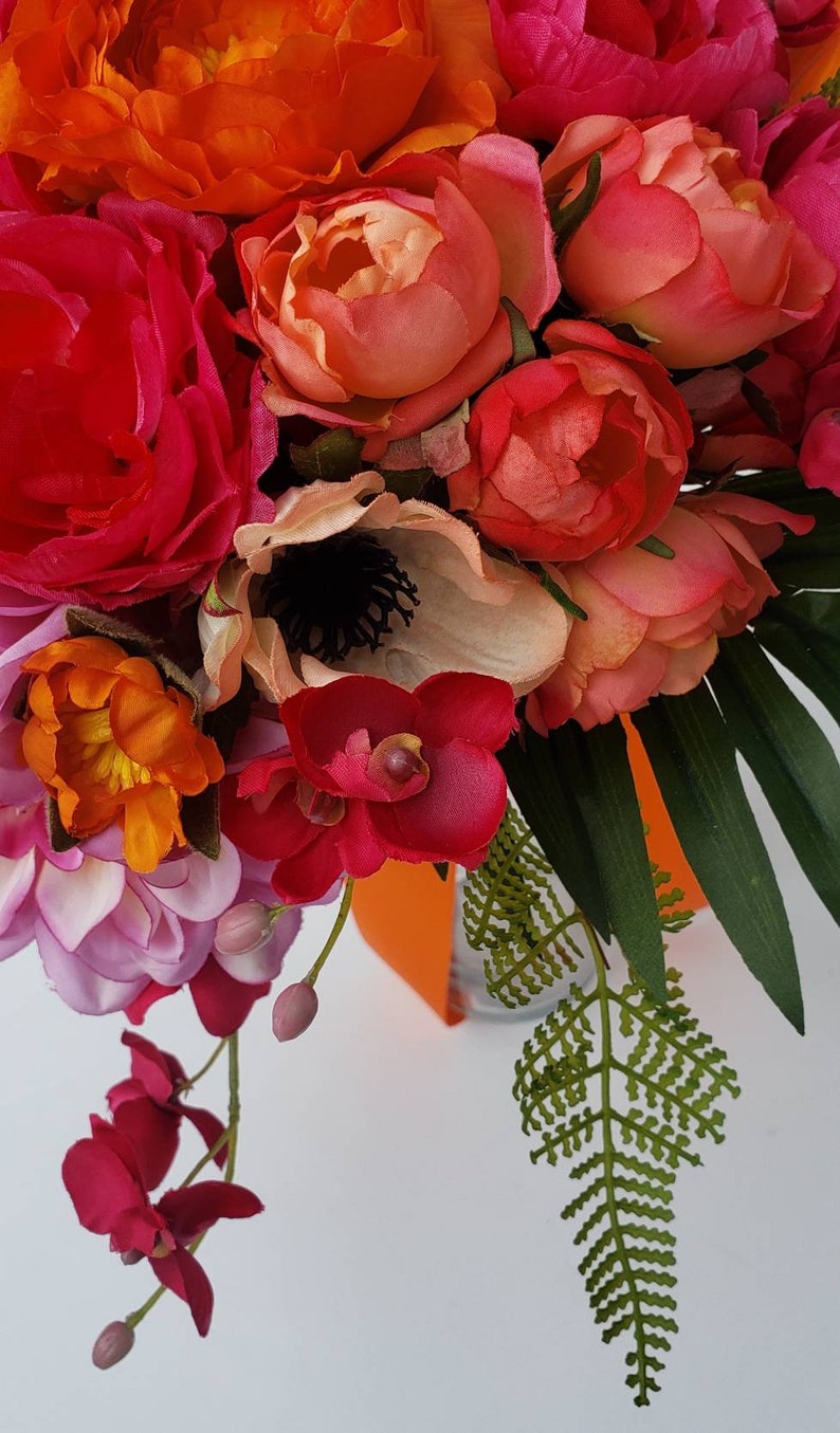 Orange and Fuschia Bridal Bouquet Tropical Wedding Orange - Etsy