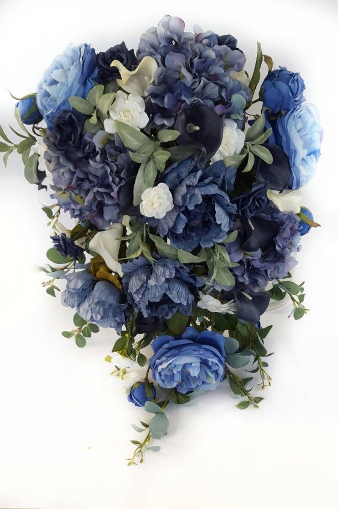 Cascading Navy Bridal Bouquet Navy Rose and Peony Rose - Etsy