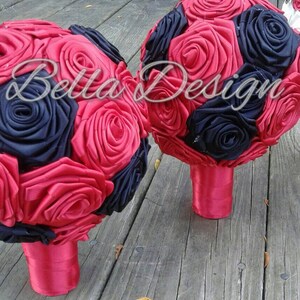 Red and Black Ribbon Rose Bouquet Set - Etsy