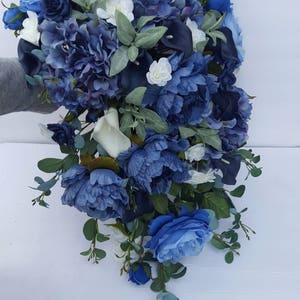 Cascading Navy Bridal Bouquet Navy Rose and Peony Rose | Etsy