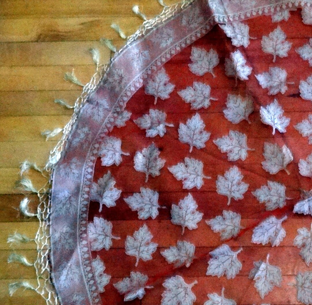 Vintage Knotted Fringe Circular Sheer Organza Red and Gold - Etsy
