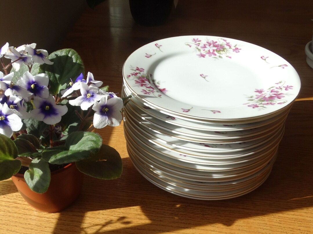 Vintage Sheffield Fine China sweet Violets 8 1/8 Salad Plates JE 51 ...