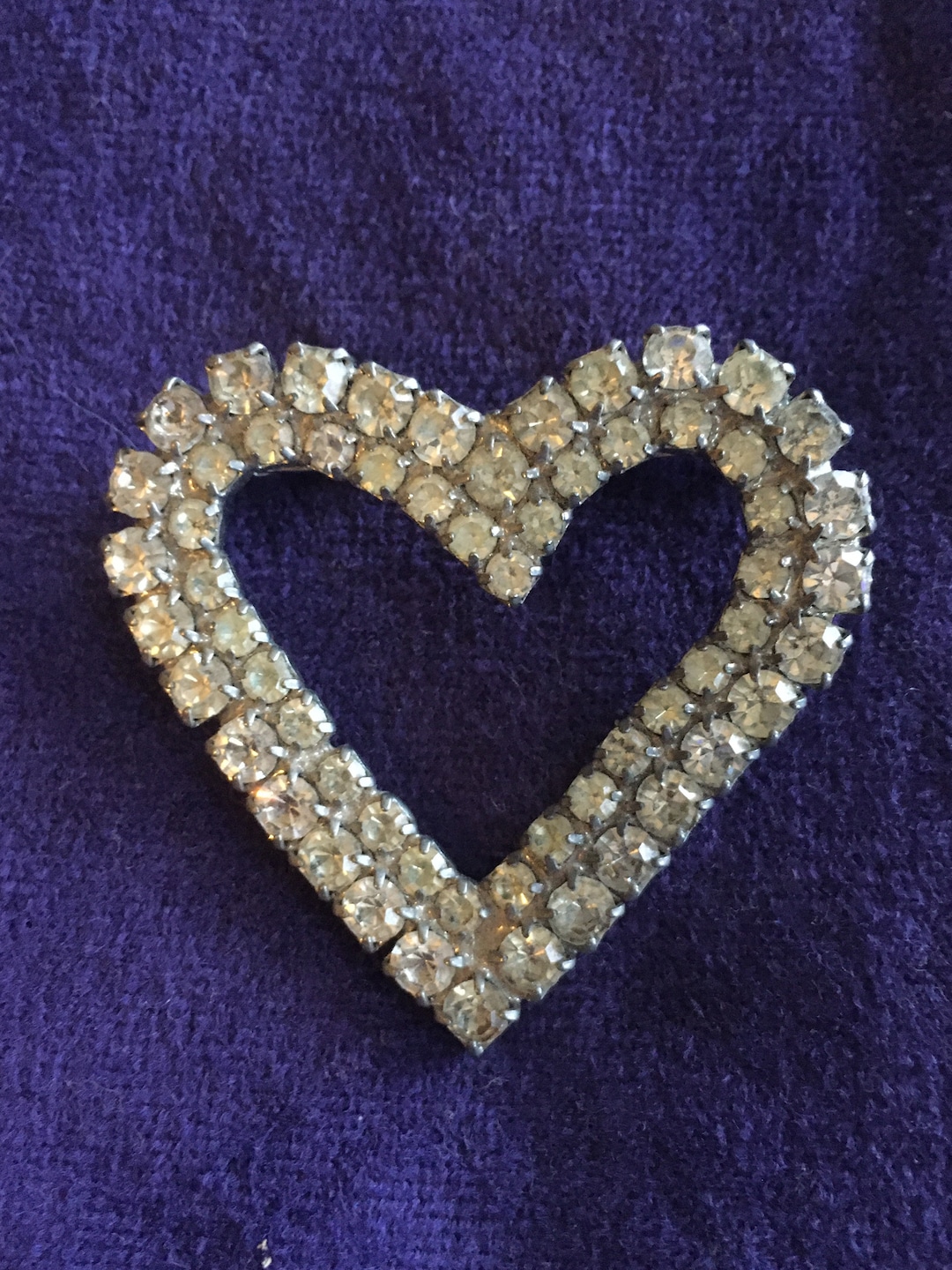 Vintage Rhinestone Diamanté Heart Shaped Brooch - Etsy UK