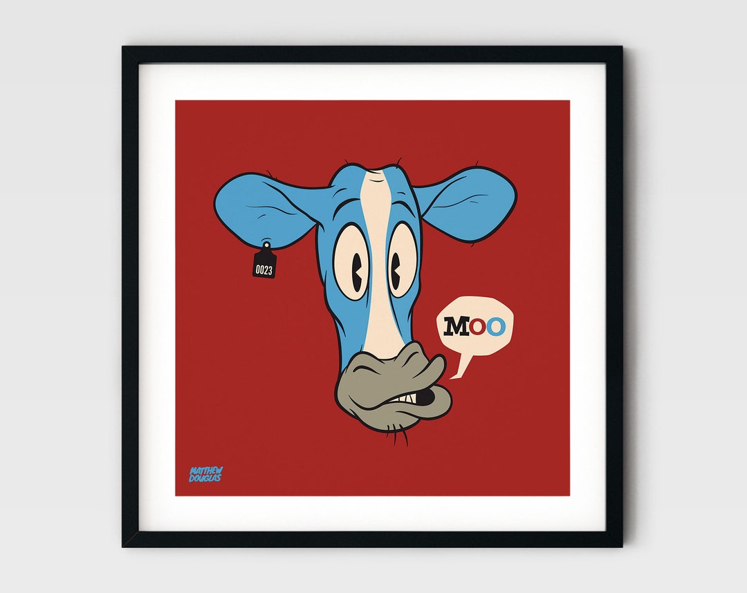Moo Vermont Cow Screen Print Kids Room Decor Nursery Decor Wall Art ...
