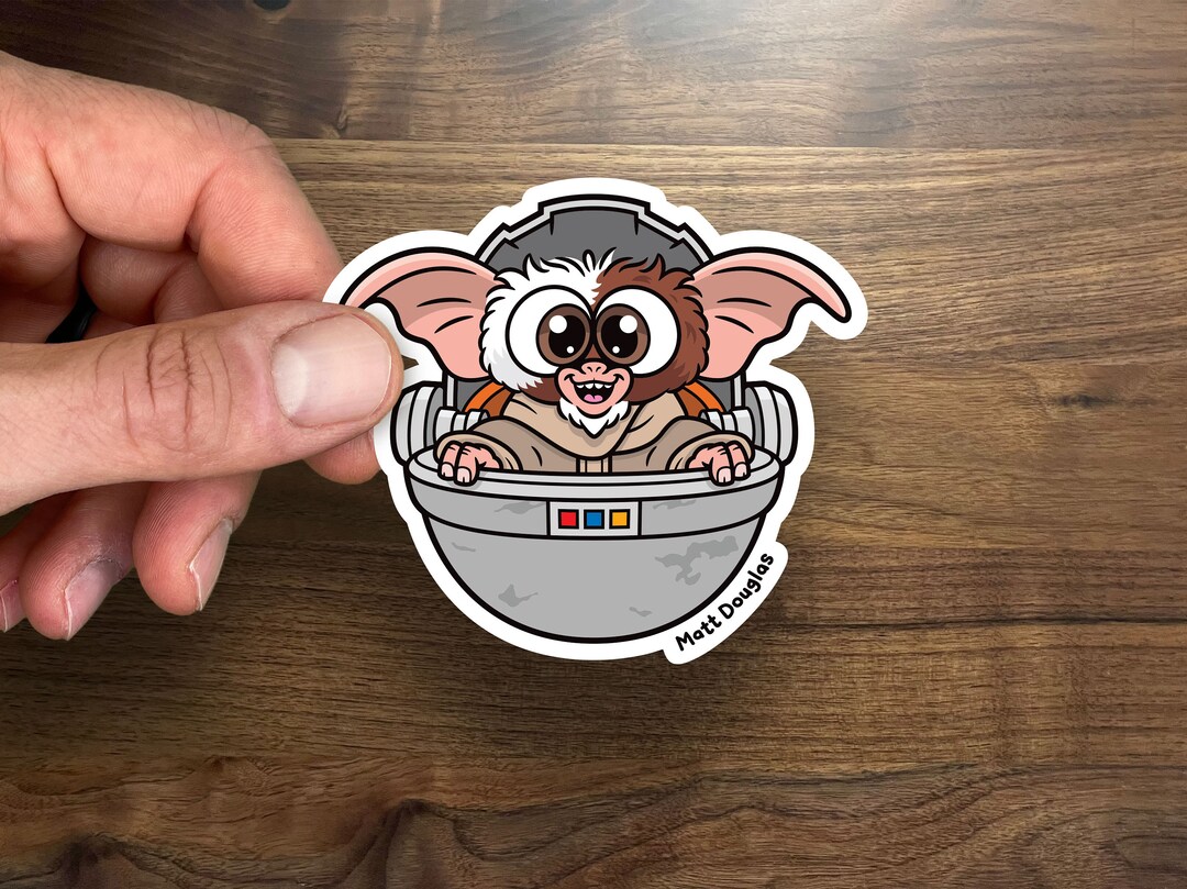 Baby Gizmo Gremlin Dressed up as Grogu Sticker Vinyl Decal Mashup - Etsy