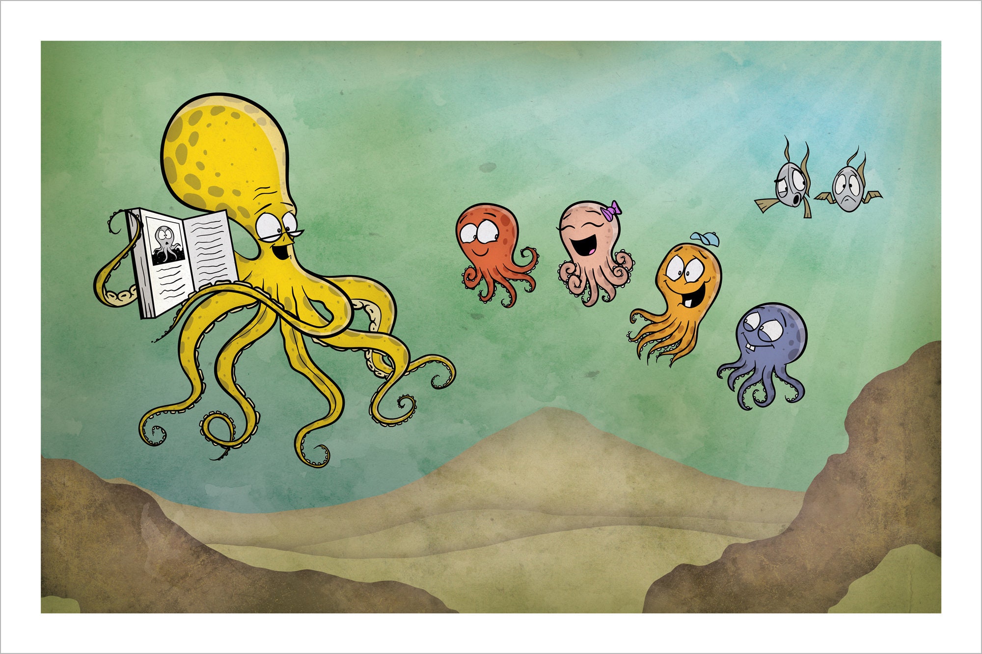 Octopus School Giclée Print Intitolato Kraken Open A Book Fine Art ...