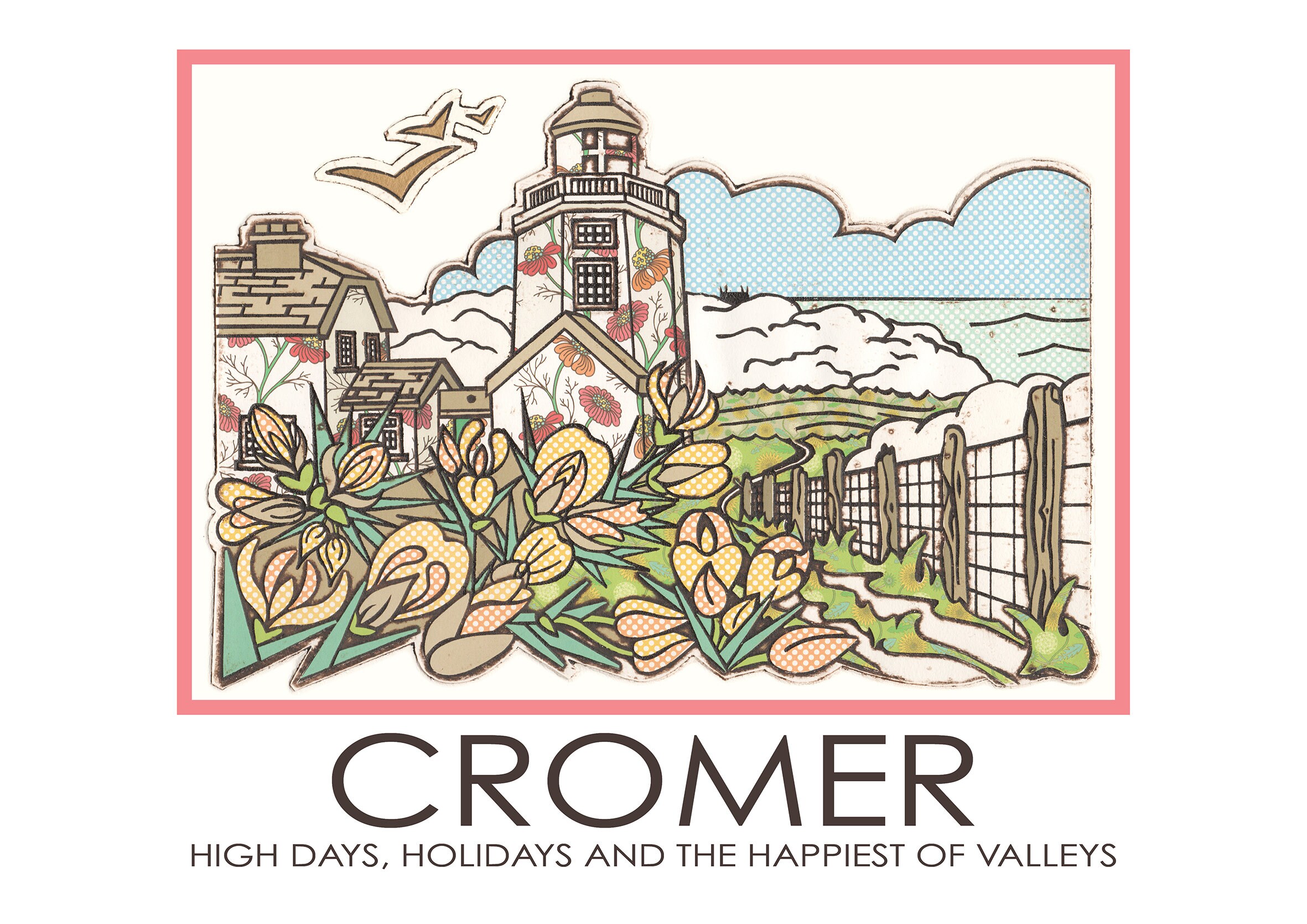 Personalised Cromer Lighthouse Travel Poster A4 Art Bespoke Christmas ...
