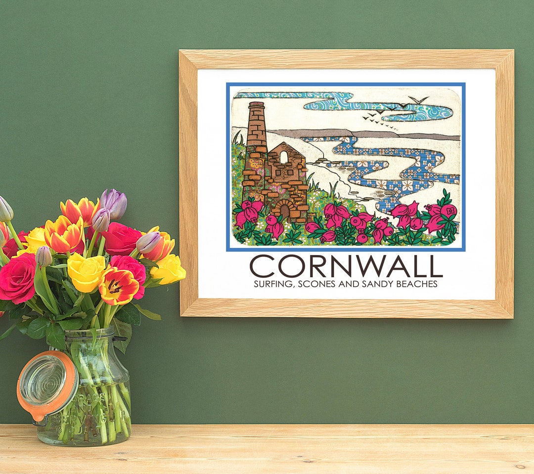 A3 (29.7x42cm) Cornwall Travel Poster Wheal Coates Tin Mine Coastal Art ...