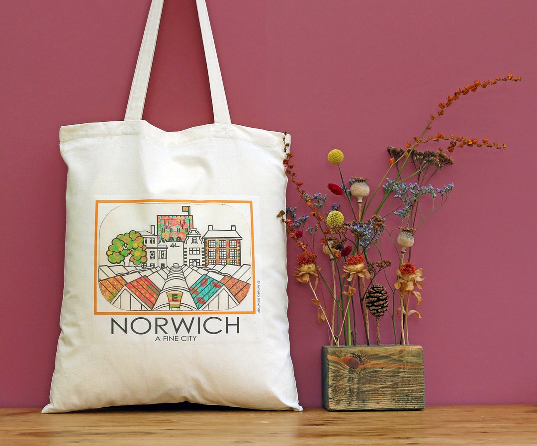 Norwich Cotton Tote Bag Castle Market Historical Norfolk Souvenir ...