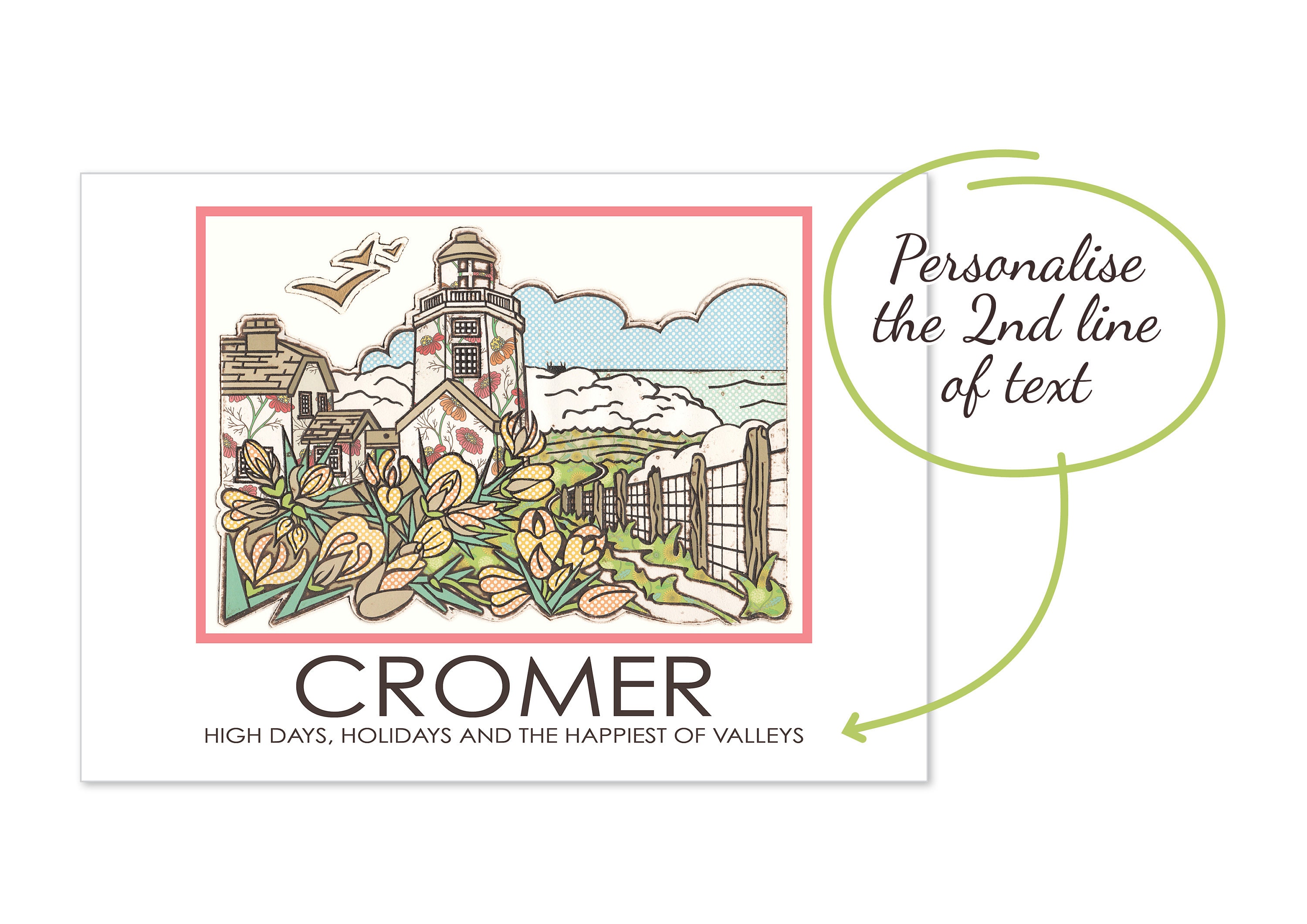 Personalised Cromer Lighthouse Travel Poster A4 Art Bespoke Christmas ...
