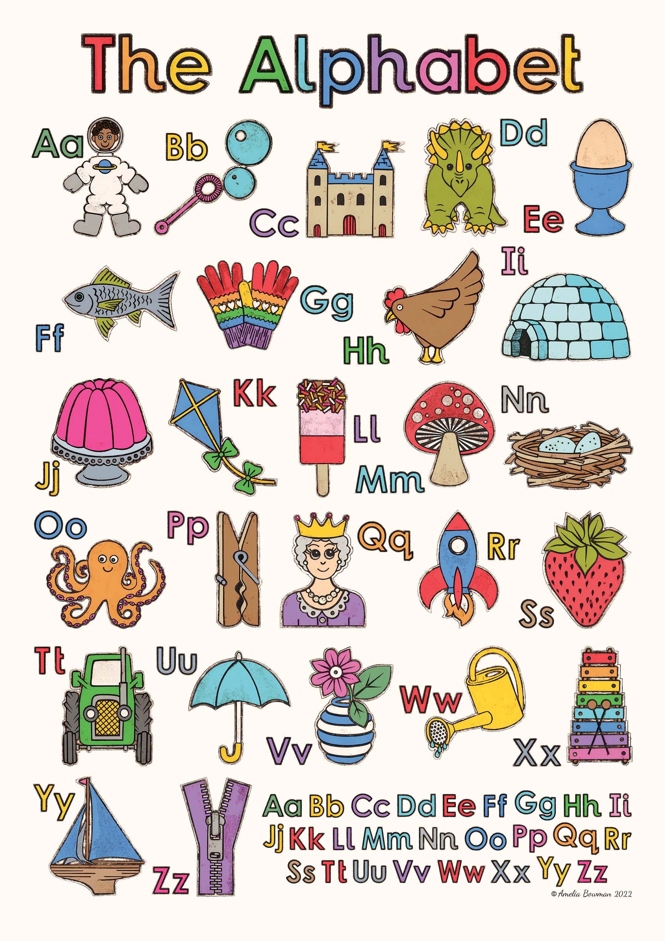 Alphabet A3 29.7x42cm Poster ABC Illustrated A to Z Nursery - Etsy