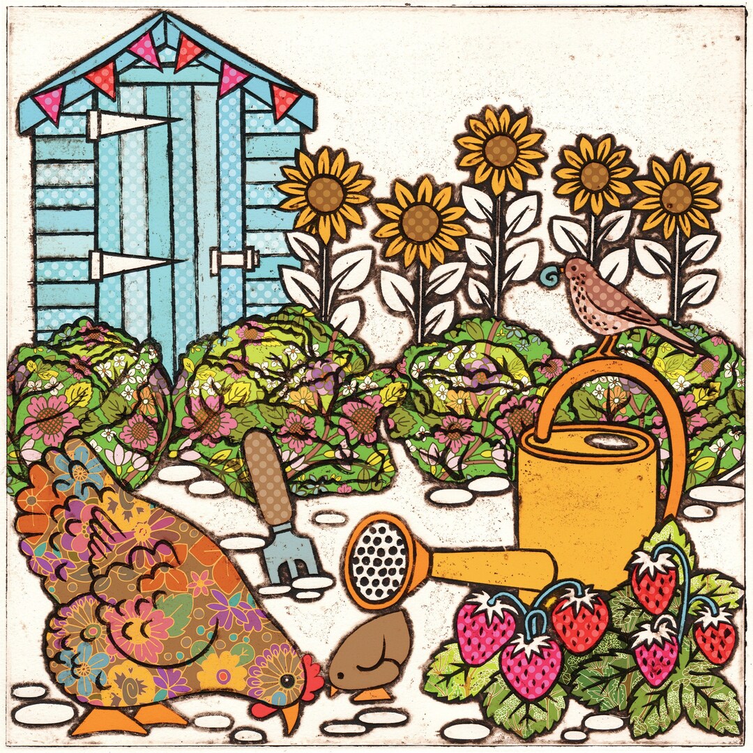 Allotment Scene Postcard 148x148mm Potting Shed Vegetable - Etsy