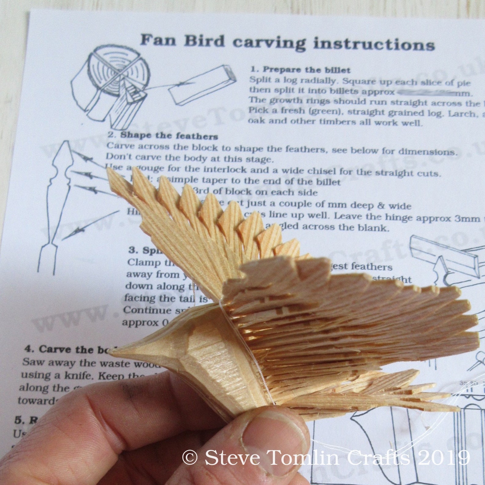 How to Make Fan Birds - Carving Instructions - Etsy