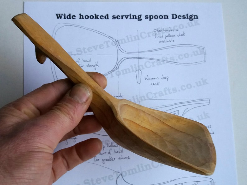 Wide Serving Spoon With Hook Wood Carving Pattern - Etsy