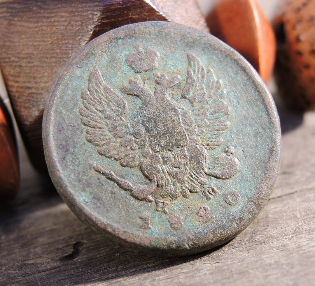 1820 Old Russian Coin, Antique Copper Coin, Imperial Russia, Double ...