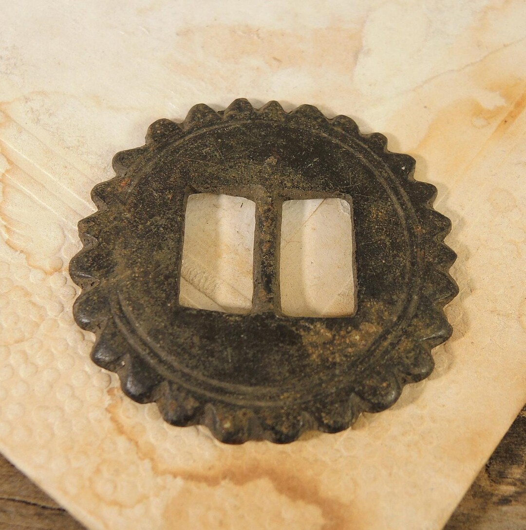 Antique Huge Brass Button - Ancient Buckle - Primitive Finding ...