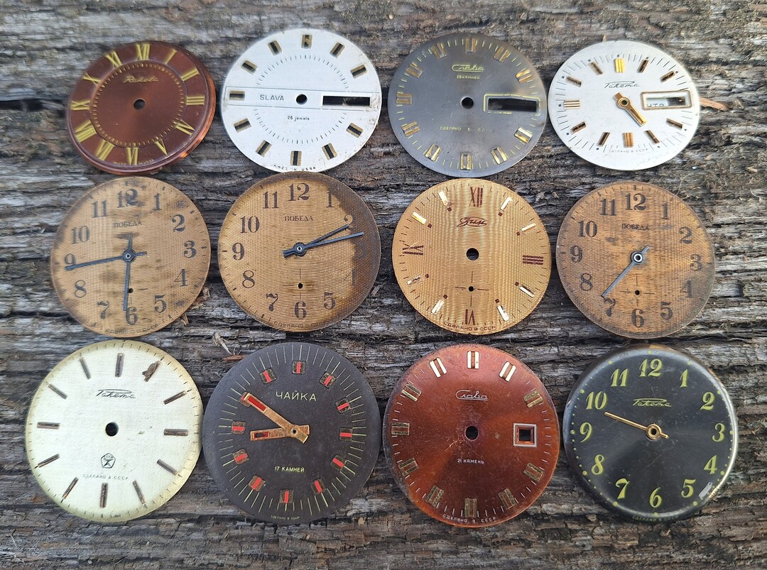 Vintage Round Watch Faces, Men's Wrist Watches Dials, Mid Century Watch ...