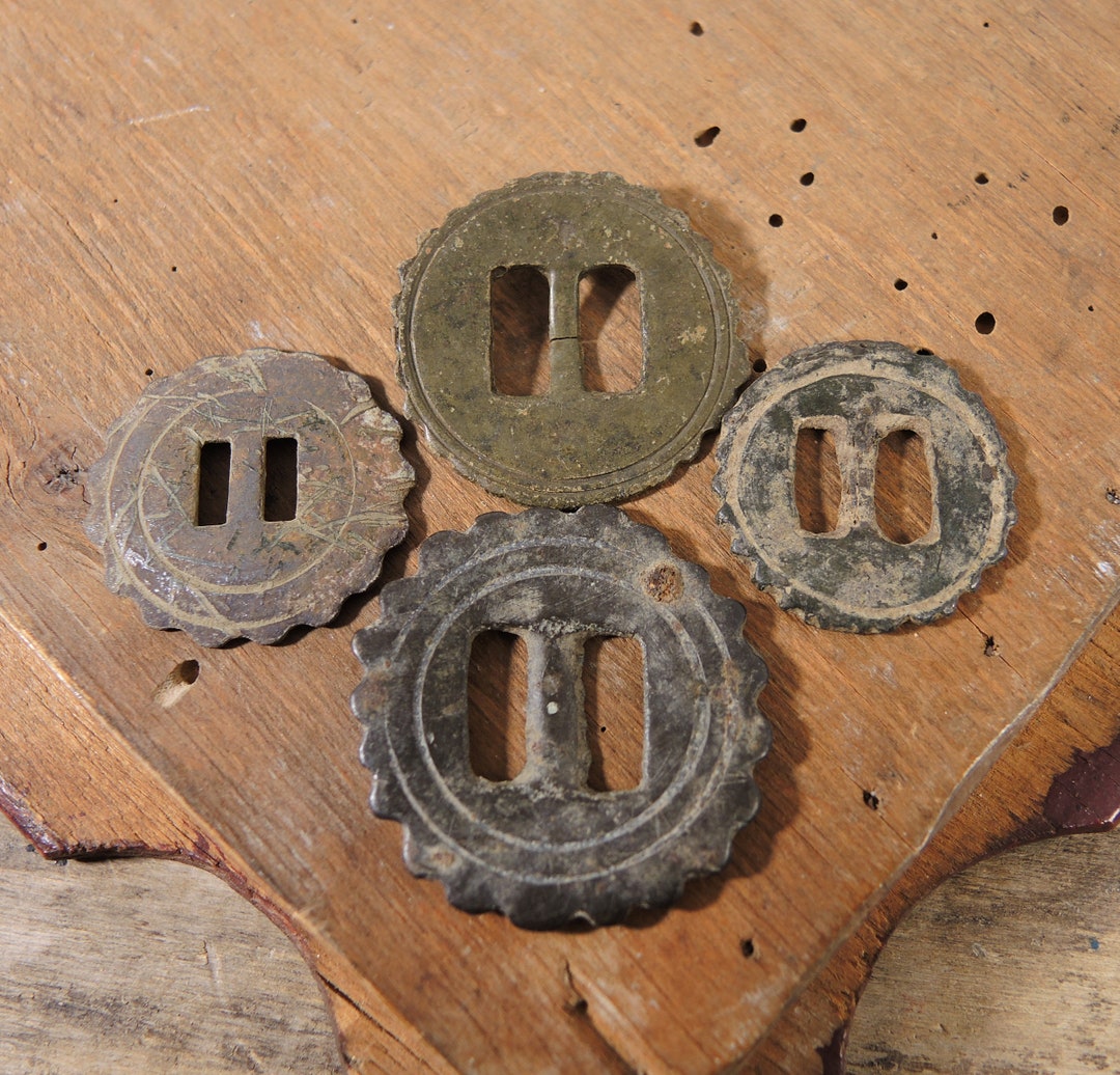 Antique Huge Brass Buttons Dig Finds Connector, Escutcheon, Plate Set ...