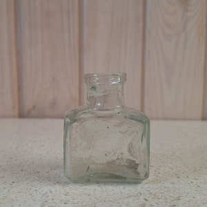 Vintage Small Glass Bottle, Square Bottle, Medical Jar, Perfume Bottle ...