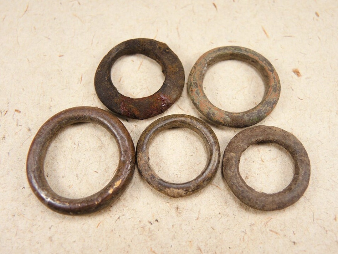 Antique Brass Rings, Bronze Connector, Primitive Round Finding, Dig ...
