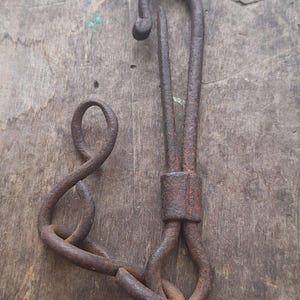 Antique Primitive Door Lock, Metal Rustic Chain Hook, Old Door Hardware ...