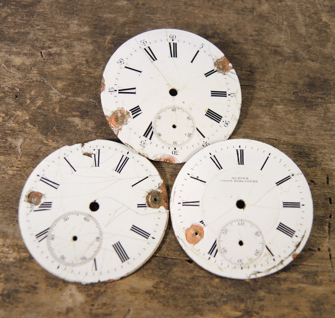 Antique Pocket Porcelain Face Big Round White Watch Dial With Roman ...