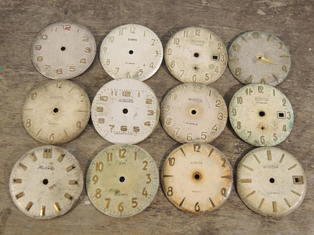 Vintage Watch Faces From Wrist Watches From 1950s, Men's Round Watch ...