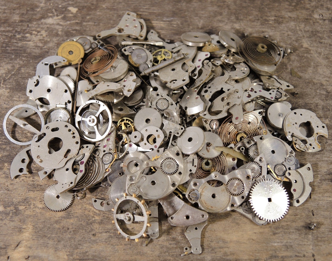 Vintage Watch Movements Parts Silver Watch Plates, Gears Wrist Watch ...