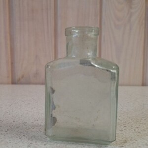Vintage Small Glass Bottle, Square Bottle, Medical Jar, Perfume Bottle ...