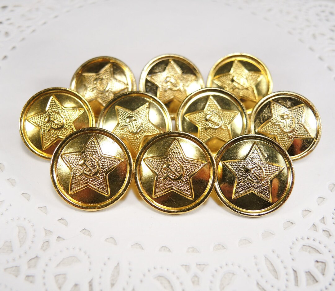 Soviet Military Buttons Hammer and Sickle Star Symbol USSR Set of 10 B1 ...