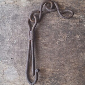 Antique Primitive Door Lock, Metal Rustic Chain Hook, Old Door Hardware ...