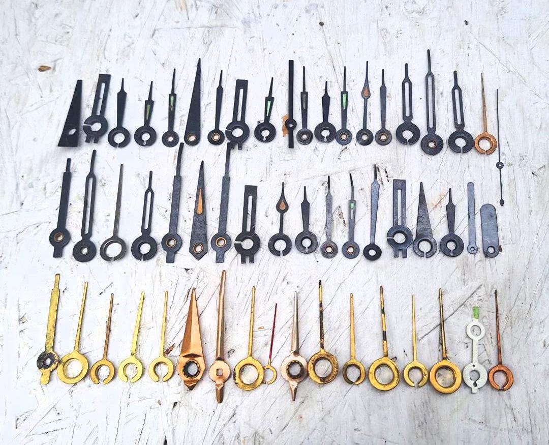 Vintage Different Clock Hands, Black and Brass Hands From Old Alarm ...