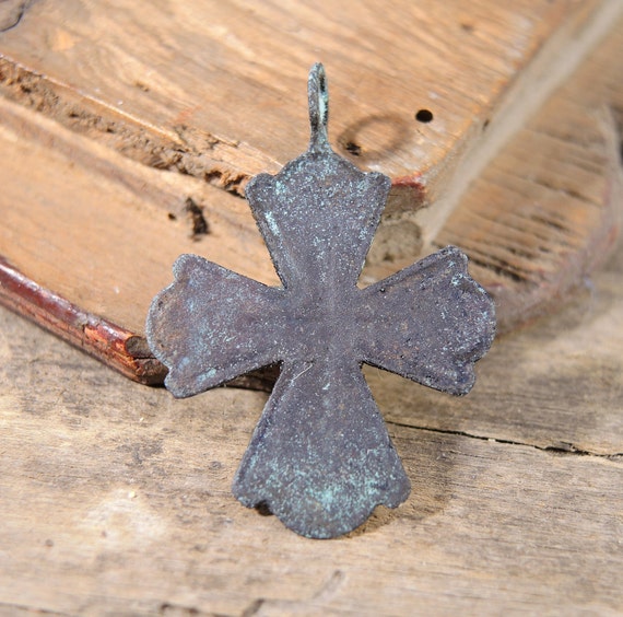 Antique Brass Cross, Ancient Christian Cross Pendant,… - Gem