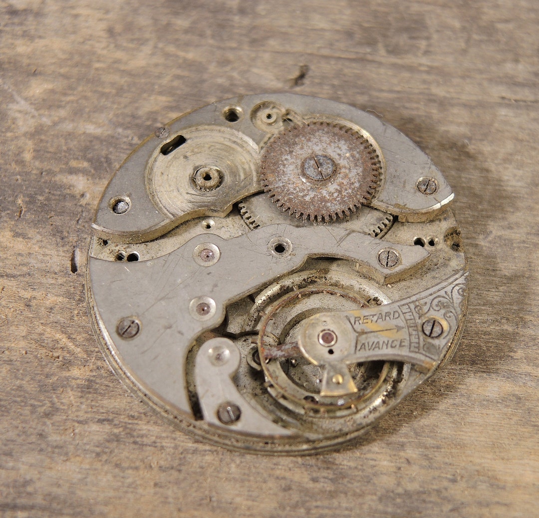Antique Brass Pocket Watch Movement, Big Round Watch Mechanism, Pocket ...